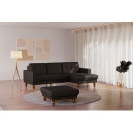 Sit & More Ecksofa SIT & MORE "Orient 5 L-Form", braun (dunkelbraun), B:279cm H:90cm T:167cm, 100% Polyuretan, Sofas, Ecksofa, mit Strass-Stein, wahlweise mit Bettfunktion und Bettkasten