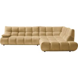 Ecksofa Home Affaire "Cozy Bubble, mit klappbarer Armlehne, Breite 324 cm", old, gold, B:324cm H:85cm T:211cm, 100% Polyester, Sofas, Ecksofa, mit eleganter Steppung, Rundumbezug & weicher Polsterung