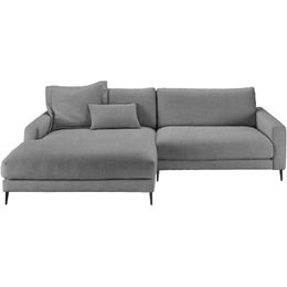 Ecksofa Home Affaire "Downtown, B/T/H: 272/190/84 cm L-Form", grau (platin), B:272cm H:84cm T:190cm, 100% Polyester, Sofas, Ecksofa, weicher Sitzkomfort auch in Cord und Boucl&eacute;, incl. Zierkissen