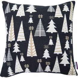 Dekokissen Tom Tailor HOME "GLAMOUR CHRISTMAS" Gr. 1, schwarz (goldfarben, anthrazit, gemustert), B:50cm L:50cm, Baumwolle, Dekokissen_Sitzkissen_Kissenh&uuml;llen, Dekokissen, Kissenh&uuml;lle ohne F&uuml;llung, 1 St&uuml;ck