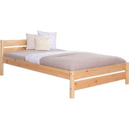 Massivholzbett Ticaa "Bora", beige (kiefer massiv natur lackiert), B:147,2cm, Betten, Massivholzbett, ideal f&uuml;rs Kinder- und Jugendzimmer, inklusive Rollrost