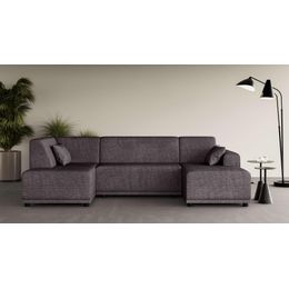 Wohnlandschaft Home Affaire "TAMMO", grau (anthrazit), B:296cm H:80cm T:162cm, 100% Polyester, Sofas, Wohnlandschaft, U-Form