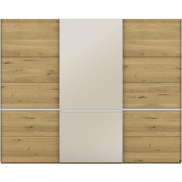 Schwebet&uuml;renschrank Musterring "Savona, Kleiderschrank, Schrank, Garderobe, mit Schiebet&uuml;ren", braun, B:300cm H:236cm, Schr&auml;nke, Schwebet&uuml;renschrank, T&uuml;ren Bianco-Eiche massiv, Spiegel-/Glast&uuml;ren, eingelegte Chromleiste