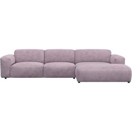 Ecksofa FLEXLUX "Lucera bequem und komfortabel durch hochwertigen Sitzaufbau, L-Form", lila (soft lavender), B:319cm H:73cm T:171cm, 85% Polyester/15%Polyamide, Sofas, Ecksofa, modern & anschmiegsam, Kaltschaum, Stahl-Wellenunterfederung