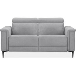 2-Sitzer OTTO HOME "Lund, mit Relaxfunktion und Kopfteilverstellung", grau (hellgrau), B:160cm H:97cm T:100cm, Webstoff 100% Polyester, Sofas, 2-Sitzer, manuell od. elektrisch (m.USB-C), Echtleder, Kunstleder, Webstoff