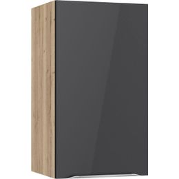 H&auml;ngeschrank KOCHSTATION "KS-Aken", grau (anthrazit hochglanz, wildeiche nachbildung), B:40cm H:70,4cm T:34,6cm, Schr&auml;nke, H&auml;ngeschrank