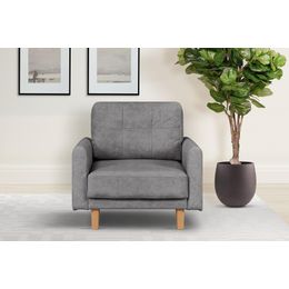 Sessel Home Affaire "TRIPLO Relaxsessel mit Wellenunterfederung, Ma&szlig;e B/T/H: 95/100/89 cm", grau, B:95cm H:89cm T:100cm, 100% Polyester, Sessel, Sessel, Polstersessel mit Steppung im R&uuml;ckenkissen, hohe Qualit&auml;t