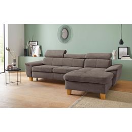 Ecksofa exxpo - SOFA FASHION "Enya, aufwendige Detailverarbeitung, hoher Sitzkomfort, bequem, L-Form", braun, B:280cm H:79cm T:167cm, Luxus-Microfaser Vintageoptik (100% Polyester);Webvelours (92% Polyester, 8% Nylon), Sofas, Ecksofa, inkl. Kopfteilverstellung, wahlweise mit Bettfunktion und Bettkasten