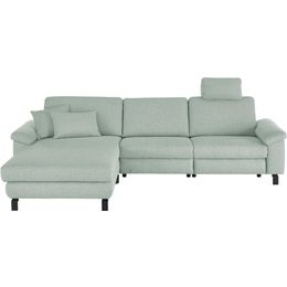 Ecksofa 3C CANDY "Mainau L-Form", gr&uuml;n (mint), B:308cm H:91cm T:185cm, 100% Polyester, Sofas, Ecksofa, Relaxfunktion im 1,5-Sitzer, motorische Schlaffunktion in Longchair