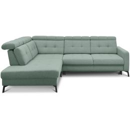 Ecksofa Musterring "MR 4615", gr&uuml;n (mint), B:272cm H:84cm T:214cm, 100% Polyester, Sofas, Ecksofa, mit Kopf- und R&uuml;ckenverstellung, Metallfu&szlig; schwarz, Ma&szlig;e 272 x 214 cm