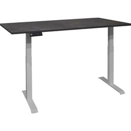 M&auml;usbacher Schreibtisch M&Auml;USBACHER "Big System Office", silber (silber, schwarzstahl, silber, schwarzstahl), B:120cm, Tische, Schreibtisch, Breite 120 cm, elektrisch h&ouml;henverstellbar