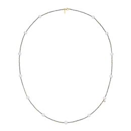 Collier "Collier mit S&uuml;&szlig;wasser-Perlen und Ziersteinen, Silber 925", gold, Giorgio Martello MILANO, Halsketten, Damen, Silber 925 (Sterlingsilber), Collier