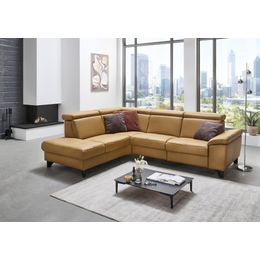 Ecksofa DIE PLANBAR "PN-EM23166 L-Form", gelb (kurkuma), B:261cm H:80cm T:235cm, Sofas, Ecksofa, optional mit Kopfteilverstellung und Stauraum