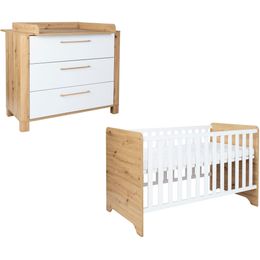 Babym&ouml;bel-Set Arthur Berndt "Babyzimmer Set &raquo;Marlon&laquo; 2-teilig", wei&szlig; (natur), ohne Matratze, B/H: 70cm x 140cm, Hartfaserplatte, Holzwerkstoff, MDF, Massivholz, Schlafzimmerm&ouml;bel-Sets, Babym&ouml;bel-Set
