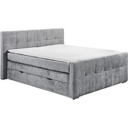 Boxspringbett Home Affaire "Ros&agrave;", silber (silberfarben), B:204cm L:224cm, Komplettbetten, Boxspringbett, H3/H3, H3/H4, H4/H4 m&ouml;glich