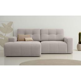 Ecksofa Home Affaire "Turnon, Lounge-sofa, Breite 221 cm", braun (latte), B:221cm H:84cm T:153cm, 100% Polyester, Sofas, Ecksofa, Chenille, mit Knopf- und Doppelsteppung, elegantes Aussehen