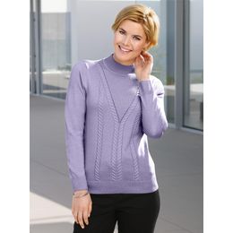 Stehkragenpullover Casual Looks "Pullover", Damen, Gr. 46, lila (flieder), 100% Polyacryl, unifarben, figurumspielend, Pullover Stehkragenpullover
