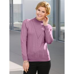 Stehkragenpullover Casual Looks "Pullover", Damen, Gr. 48, lila (orchidee), 100% Polyacryl, unifarben, figurumspielend, Pullover Stehkragenpullover