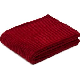 G&ouml;zze Wohndecke G&Ouml;ZZE "Feincord Kuscheldecke", rot (karminrot), B:150cm L:200cm, Polyester, Wohndecken, Wohndecke, flauschig weich und wohlig warm