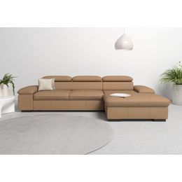 Ecksofa Home Affaire "Alberto L-Form", braun (cappucino), B:286cm H:73cm T:174cm, Luxus-Microfaser Lederoptik (100% Polyester);Luxus-Microfaser ALTARA NUBUCK (100% Polyester);Luxus-Microfaser weich (90% Polyester, 10% Polyamid);Microfaser Antiklederoptik, Sofas, Ecksofa, mit Kopfteilverstellung, wahlweise mit Bettfunktion
