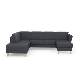 Sit & More Wohnlandschaft SIT & MORE "Visby U-Form", grau (dunkelgrau), B:303cm H:87cm T:213cm, Sofas, Wohnlandschaft, wahlweise mit Bettfunktion und Stauraum, frei im Raum stellbar