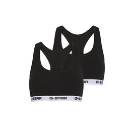 G-Star Raw Bralette G-STAR "CARNELIAN, BRAS 2 PACK RACERBACK", Damen, Gr. L, N-Gr, schwarz, Jersey, Obermaterial: 95% Baumwolle, 5% Elasthan, unifarben mit Farbeinsatz, Basic, eng, BHs Bralette, mit Logo-Saum