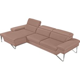 Ecksofa Egoitaliano "Princess, elegantes Designsofa mit erstklassigem Sitzkomfort, L-Form", rosa (millenium rose), B:282cm H:95cm T:168cm, Leder &raquo;BULL&laquo; (echtes Rindsleder). Geschliffenes, pigmentiertes und behandeltes Rindsleder mit einer Dicke von 1, 3-1, 5 mm. Dieses Leder zeigt eine ziemlich weiche Hand mit einem halb undurchsichtigen Aussehen. Es handelt sich um ein gesch&uuml;tztes Leder. Eine lei