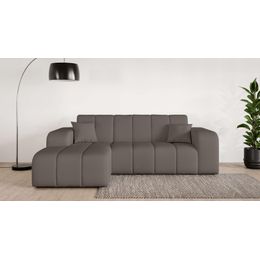 Ecksofa OTTO HOME "CASSY L-Form, Schlafsofa mit Bettkasten, Ma&szlig;e B/T/H: 245/165/88 cm", braun, B:248cm H:83,5cm T:165,5cm, 100% Polyester, Sofas, Ecksofa, mit 2 R&uuml;ckenkissen, Recamiere rechts oder links bestellbar