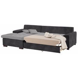 Ecksofa Home Affaire "F&ouml;hr L-Form", grau (schwarz, hellgrau), B:247cm H:75cm T:150cm, 100% Polyester Luxus-Microfaser/Struktur;100% Polyester PRIMABELLE/Webstoff;100% Polyester Melrose/Struktur grob, Sofas, Ecksofa, wahlweise mit Bettfunktion