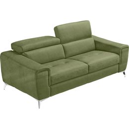 Schlafsofa Egoitaliano "Francine Designsofa, Loungesofa mit Dauerschlaffunktion, Breite 233 cm", gr&uuml;n (kiwi), B:233cm H:100cm T:106cm, Sofas, Schlafsofa, mit Bettfunktion, Luxus-Microfaser BLUSH, kiwi, Fu&szlig;farbe chrom