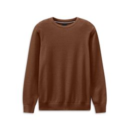 Rundhalspullover Bugatti "Regular Fit", Herren, Gr. 3XL, 70, braun, Strick, 100% Baumwolle, unifarben, regular fit, Rundhals, Pullover Rundhalspullover, mit einer Struktur