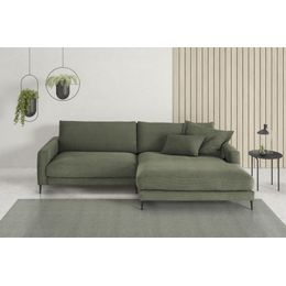 Ecksofa Home Affaire "Downtown, B/T/H: 272/190/84 cm L-Form", gr&uuml;n (oliv), B:272cm H:84cm T:190cm, 95% Polyester, 5% Nylon, Sofas, Ecksofa, weicher Sitzkomfort auch in Cord und Boucl&eacute;, incl. Zierkissen