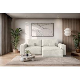 Ecksofa OTTO HOME "MATTS Schlafsofa mit Bettkasten, Ma&szlig;e B/T/H: 265/159/89 cm", creme, B:265cm H:89cm T:159cm, 100% Polyester, Sofas, Ecksofa, L-Form mit Recamiere rechts oder links, hoher Sitzkomfort
