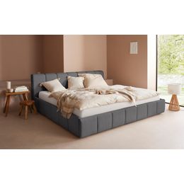 Polsterbett "Maileen", grau, B:211cm L:225cm, 88% Polyester, 9% Rayon, 3% Nylon, LeGer Home by Lena Gercke, Betten, Polsterbett, in 5 Breiten und 3 Farben, incl. Rollrost