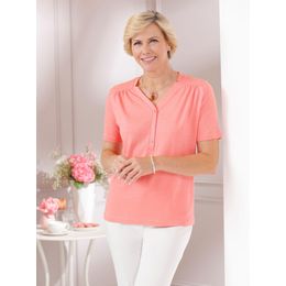 V-Shirt CLASSIC "Shirt", Damen, Gr. 42, rosa (flamingo), 50% Baumwolle, 50% Modal, unifarben, V-Ausschnitt, Shirts V-Shirt