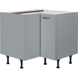 Eckunterschrank KOCHSTATION "KS-Cara", grau (basaltgrau, basaltgrau), B:90cm H:87cm T:58,4cm, Schr&auml;nke, Eckunterschrank