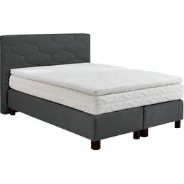 Boxspringbett, grau (anthrazit), B:155cm L:210cm, Bezug: 80% Baumwolle/20% Polyester, Westfalia Schlafkomfort, Komplettbetten, Boxspringbett, wahlweise mit Topper
