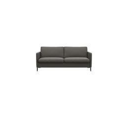 2,5-Sitzer FLEXLUX "Fiore, super bequem durch hochwertigen Sitzaufbau mit Kaltschaum", grau (warm mineral), B:181cm H:85cm T:92cm, 100% Echteder, Sofas, 2 5-Sitzer, schmale Armlehnen, F&uuml;&szlig;e Alu+schwarz
