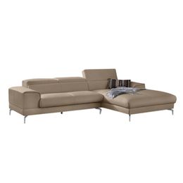 Ecksofa W.Schillig "piedroo, Designsofa mit tollem Sitzkomfort, bequem und elegant, L-Form", braun (stone z59), B:303cm H:70cm T:193cm, Longlife Xtra-Leder Z59: Glattleder mit modischer Pr&auml;gung. Hautst&auml;rke 0, 9 - 1, 1 mm, Sofas, Ecksofa, Kopfteilverstellung, wahlweise mit Sitztiefenverstellung, Breite 303cm