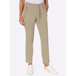Webhose Inspirationen, Damen, Gr. 22, Kurzgr&ouml;&szlig;en, beige (sand), 72% Viskose, 25% Polyamid, 3% Elasthan, unifarben, lang, Hosen Webhose
