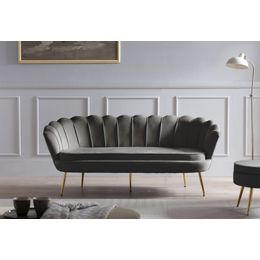 3-Sitzer Salesfever "Clam Komfortsofa", schwarz, B:180cm H:78cm T:76cm, Samtvelours (100% Polyester), Sofas, 3-Sitzer, Extravagantes Muscheldesign: 180 cm Breite