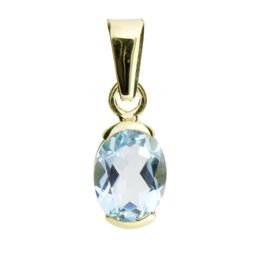 Kettenanh&auml;nger OSTSEE-SCHMUCK "- Sophia 8x6 mm - Gold 333/000 - Blautopas" Gr. 17, gold (gold 333, goldfarben, gelb), Schmuckanh&auml;nger, Damen, Gelbgold 333, Kettenanh&auml;nger
