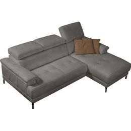 Ecksofa Egoitaliano "Soul, Design und Sitzkomfort auf hohem Niveau, tolle Details, L-Form", grau (steingrau), B:250cm H:99cm T:166cm, Luxus-Micofaser Lederoptik (100% Polyester) ist ein neues technisches Gewebe mit einem visuellen und taktilen Aspekt, der dem Nubuk sehr nahe kommt, mit innovativen Eigenschaften. Seine au&szlig;erordentliche Weichheit kommt von einem exklusiven Produktionsprozess, der Un