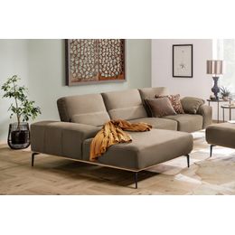 Ecksofa W.Schillig "run, Designsofa mit tollem Sitzkomfort, bequem, L-Form", beige (stone z73), B:319cm H:88cm T:178cm, Longlife Xtra-Leder Z73: Naturwalkleder der Luxusklasse aus den erlesensten Rohh&auml;uten. Hautst&auml;rke 1, 1 &ndash; 1, 3 mm;ROHLEDER Jacquard-Flachgewebe Q2 W60 (63% Polyester, 37% Polyacryl);ROHLEDER Chenille-Flachgewebe Q2 W77 (68% Polyacryl, 32% Polyester);Stoff S37 (100% Polyester), Sof