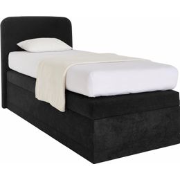 Boxspringbett, schwarz, B:105cm L:212cm, Box und Kopfteil: Microvelours (100% Polyester) oder Kunstleder (Polyurethan);Bezug der Obermatratze: 100% Polyester, Westfalia Schlafkomfort, Komplettbetten, Boxspringbett, wahlweise mit Bettkasten