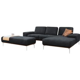 Ecksofa W.Schillig "run, Designsofa mit tollem Sitzkomfort, L-Form", schwarz (nachtschwarz z73), B:279cm H:88cm T:178cm, Longlife Xtra-Leder Z73: Naturwalkleder der Luxusklasse aus den erlesensten Rohh&auml;uten. Hautst&auml;rke 1, 1 &ndash; 1, 3 mm;ROHLEDER Jacquard-Flachgewebe Q2 W60 (63% Polyester, 37% Polyacryl);ROHLEDER Chenille-Flachgewebe Q2 W77 (68% Polyacryl, 32% Polyester);Stoff S37 (100% Polyester), So