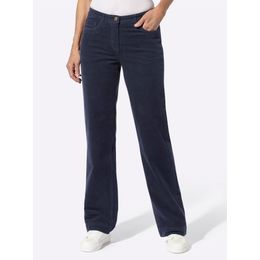 Cordhose Inspirationen, Damen, Gr. 44, Normalgr&ouml;&szlig;en, blau (marine), 98% Baumwolle, 2% Elasthan, unifarben, lang, Hosen Cordhose
