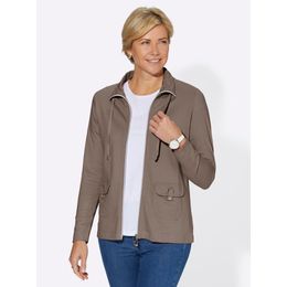 Shirtjacke Casual Looks "Shirtjacke", Damen, Gr. 44, grau (taupe), 100% Baumwolle, unifarben, Shirts Shirtjacke