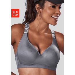active by Lascana Sport-BH LASCANA ACTIVE, Damen, Gr. 85, Cup C, grau (anthrazit), Netz, Obermaterial: 67% Polyamid, 20% Elasthan, 13% Polyester, BHs Sport-BH, mit B&uuml;gel & eingearbeitetem Push-up-Kissen