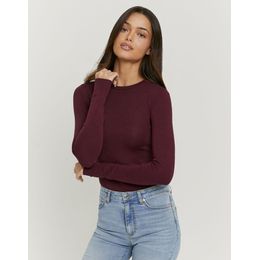 Langarmbody Tally Weijl "SBOCOCOSYM", Damen, Gr. L, N-Gr, mauve wine, Jersey, Obermaterial: 100% Baumwolle, unifarben, figurbetont normal, Rundhals, Bodys Langarmbody, Baumwollmischung, figurbetont